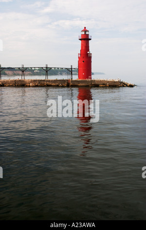 Algoma Lighthouse in Wisconsin Stock Photo - Alamy