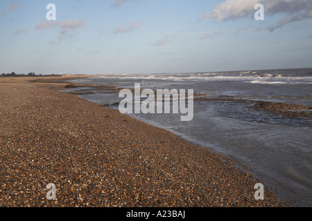 London Clay underlying shingle bar south of Walberswick, Suffolk ...