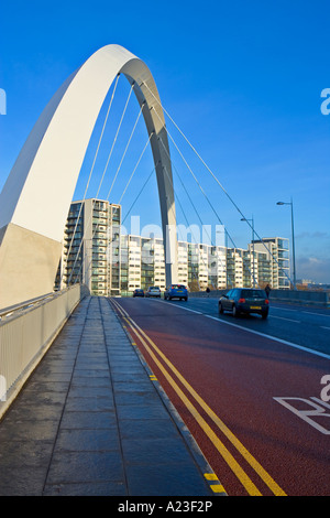 NEW BENDY BRIDGE OVER RIVER CLYDE GLASGOW NOW NAMED THE CLYDE ARC Stock ...