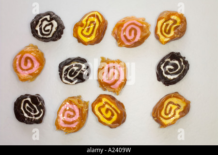 pink & banana toffee whirls Stock Photo - Alamy