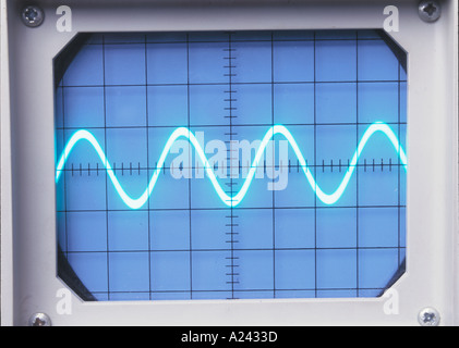 Sine wave on an oscilloscope screen. A sine wave is a uniform wave ...