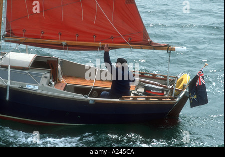 Sailing a Bermuda rigged sloop Portsmouth Hampshire England Europe ...