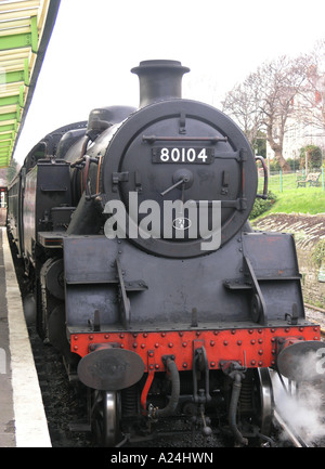 Standard 4 Tank steam locomotive at Swanage railway station Stock Photo ...