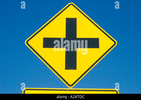 cross roads ahead signs for drivers to see on freeway and roads and ...