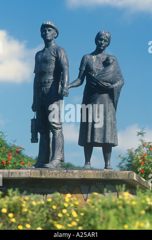 Miner statue, Tonypandy, Rhondda Valley, Glamorgan, Wales, United Stock ...