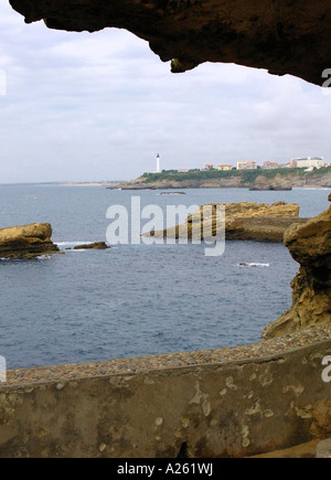 Panoramic View Biarritz Waterfront from Cave Hole Basque Coast ...