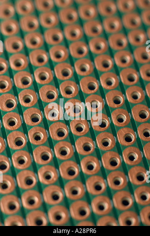 detail close up of matrix or stripboard used for building prototype ...