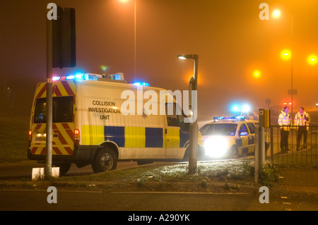 police Collision Investigation Unit at the scene of an accident Stock ...