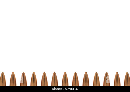 Bullets Lined Up Against A White Background Stock Photo - Alamy
