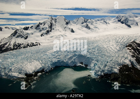 SOUTH GEORGIA ISLAND Aerial of Mt Paget Highest peak, 9625 feet View ...