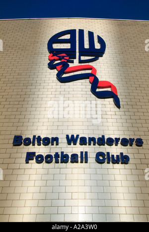 BWFC logo red blue brick wall bolton wanderers football club stadium ...