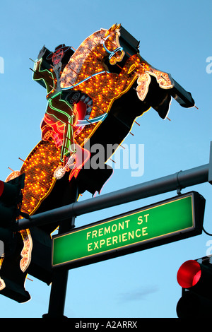 neon bucking bronco, fremont street, las vegas, nevada Stock Photo - Alamy