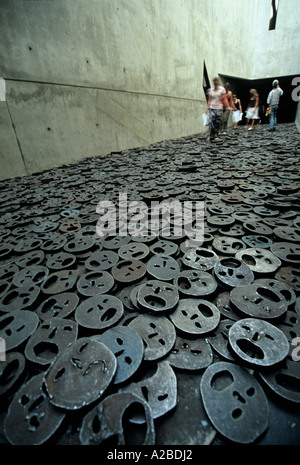 Detail of iron faces of the memory void Jewish Museum Berlin Germany ...