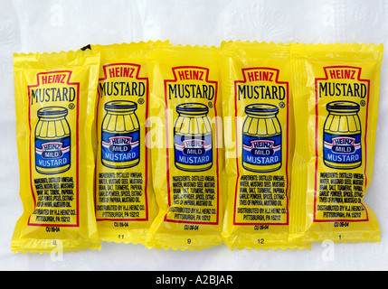 Individual packets of H J Heinz mustard Stock Photo - Alamy