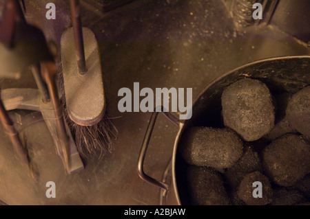 Close up of Coal Bucket and Companion Set Stock Photo - Alamy