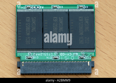 Circuit board and memory chips of a Compact Flash CF storage card Stock ...
