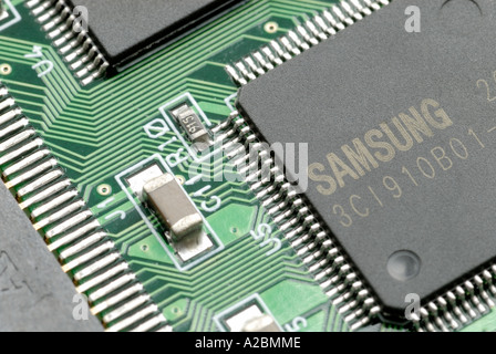Circuit board and memory chips of a Compact Flash CF storage card Stock ...