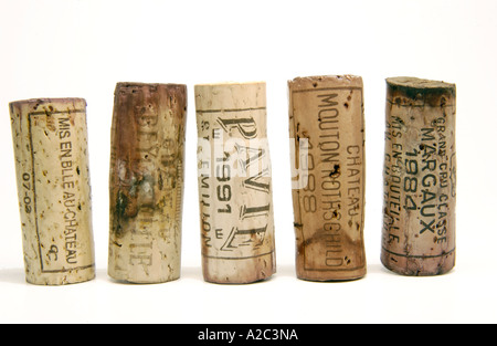 Corks from various vintages of French wine showcasing the craftsmanship ...