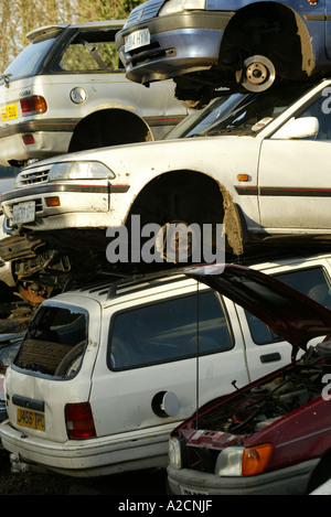 Scrap cars in a South London scrap yard Stock Photo - Alamy