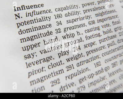 Dictionary definition of the word influence Stock Photo - Alamy
