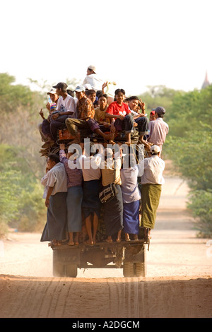 People crammed on a truck in the countryside of Pindaya on Myanmar ...