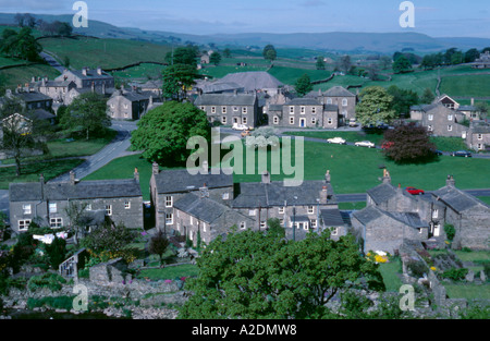 Village of Bainbridge from Brough Hill, Wensleydale, Yorkshire Dales ...