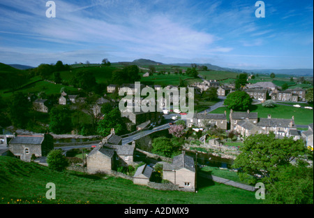 Village of Bainbridge from Brough Hill, Wensleydale, Yorkshire Dales ...