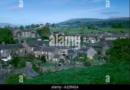 Village of Bainbridge from Brough Hill, Wensleydale, Yorkshire Dales ...