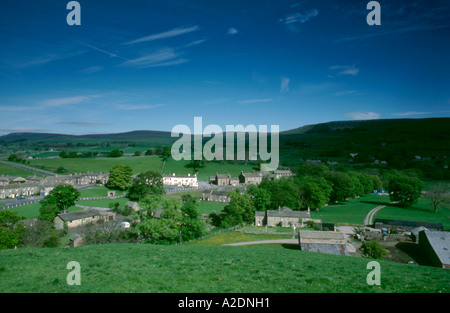 Village of Bainbridge from Brough Hill, Wensleydale, Yorkshire Dales ...