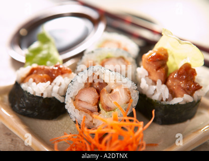 maki with fried chicken in teriyaki sauce Stock Photo - Alamy