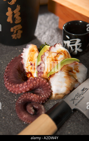 Octopus sashimi, close-up Stock Photo - Alamy