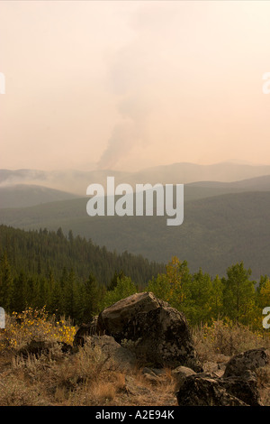 Smoke plume from the Tripod Complex wildfire in North Central ...