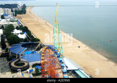 Aerial view of Cedar Point Amusement Park, Sandusky OH Stock Photo - Alamy