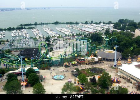 Aerial view of Cedar Point Amusement Park, Sandusky OH Stock Photo - Alamy
