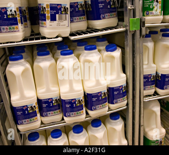 plastic cartons of milk on sale in a coop supermarket england uk Stock ...