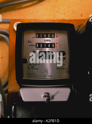 Domestic old style electricity meter by a fuse box Stock Photo - Alamy