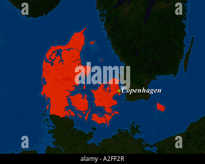 Copenhagen map, satellite view, Denmark Stock Photo: 92956453 - Alamy