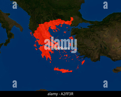Satellite Image Of Greece With Athens Highlighted Stock Photo - Alamy