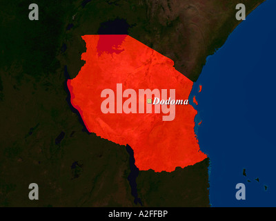 Satellite Image Of Tanzania With Dodoma Highlighted Stock Photo - Alamy