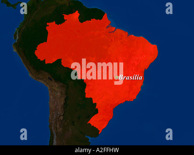 Colour satellite image of Brasilia, Brazil. Image taken on October 4 ...