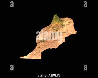 Satellite Image Of Morocco Highlighted Stock Photo - Alamy