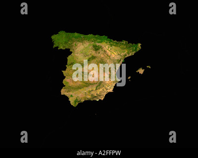Highlighted Satellite Image Of Spain Stock Photo - Alamy