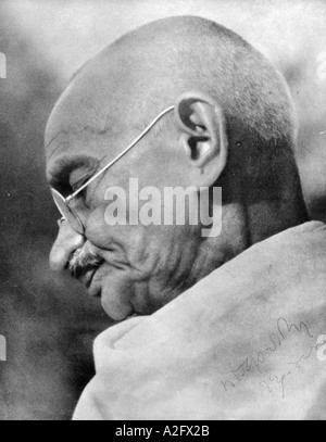 Mahatma Gandhi portrait side profile March 1930 Stock Photo - Alamy