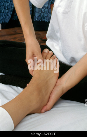 Shiatsu Supine position Foot massage Rotating ankle Stock Photo - Alamy