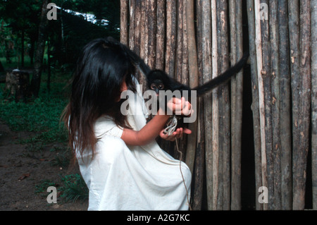 Mexico, Chiapas, Lacanja, Selva Lacandona. The Lacandon Indians are ...