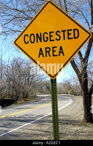 Congested area road sign in New Mexico USA Stock Photo - Alamy