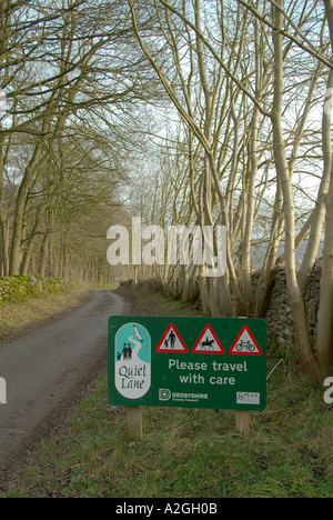 Quiet lane sign Youlgreave, Peak District National Park, Derbyshire ...