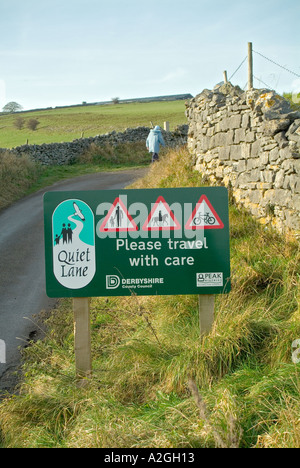 Quiet lane sign Youlgreave, Peak District National Park, Derbyshire ...