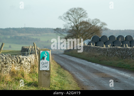 Quiet lane sign Youlgreave, Peak District National Park, Derbyshire ...