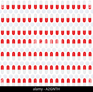 Pattern of white pills and tablets on a pink background Stock Photo - Alamy